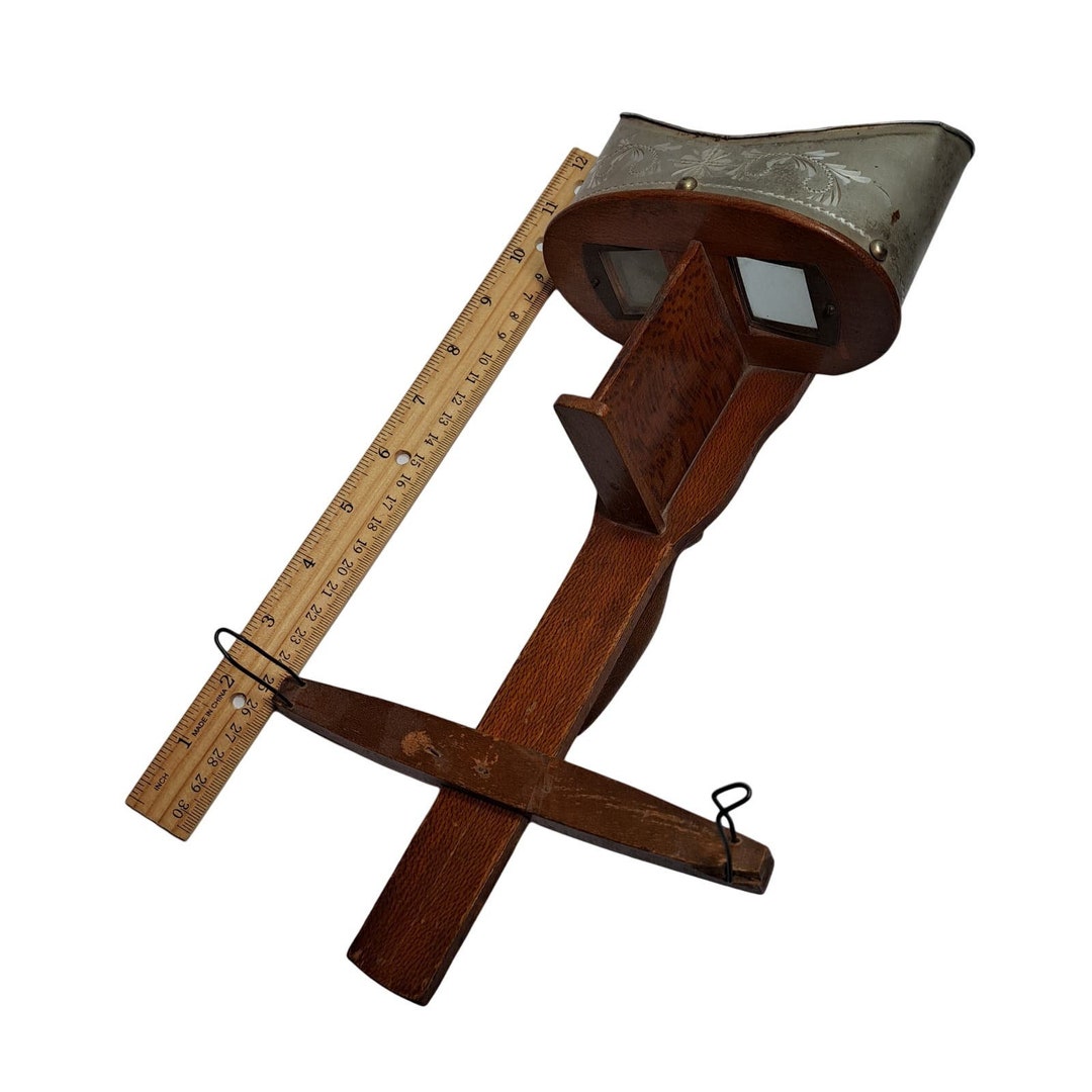 Antique Early 20th Century Wood Tin Stereoscope Viewer With 7 ...