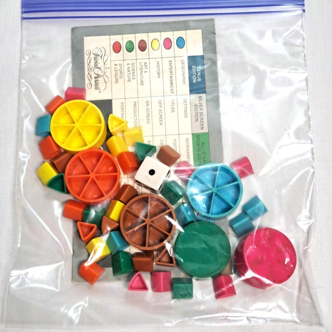 Vintage 1981 Original Trivial Pursuit Game Pieces Pies Wedges Dice - Etsy
