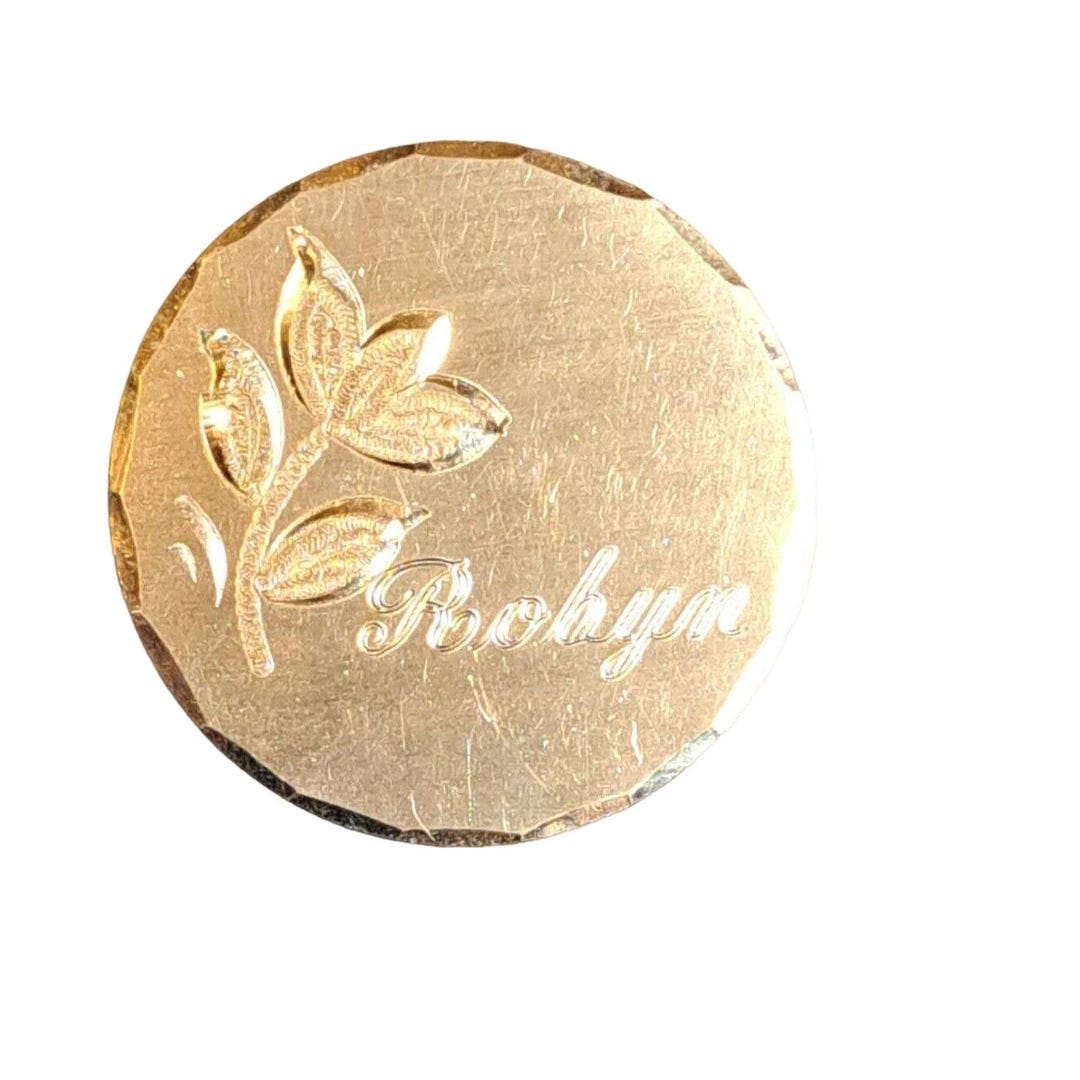 Carla Brooch 14K GF Pin Vintage Personalized Engraved Name Robyn Flower ...