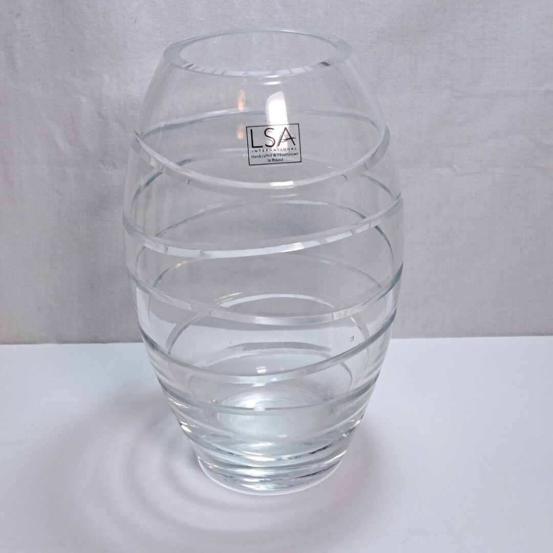 LSA International Crystal Vase Handcrafted Mouthblown in Poland Swirl 8 ...