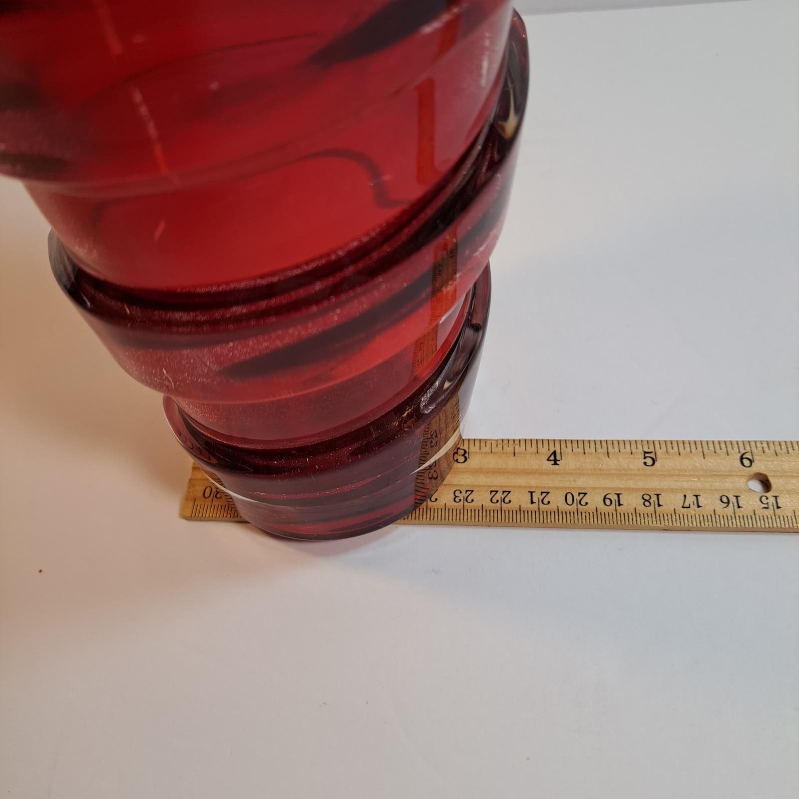 Vintage Ruby Red Spiral Swirl Art Glass Vase 9 Unmarked Centerpiece ...