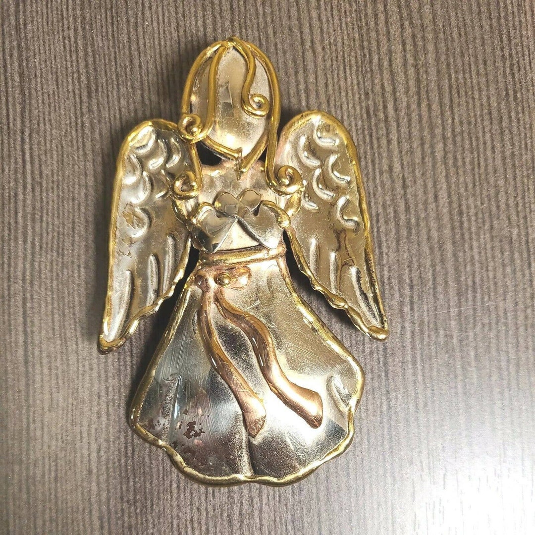 Art to Wear Angel Brooch Pin Pendant Large 3.5x2.5 Metal Handmade ...