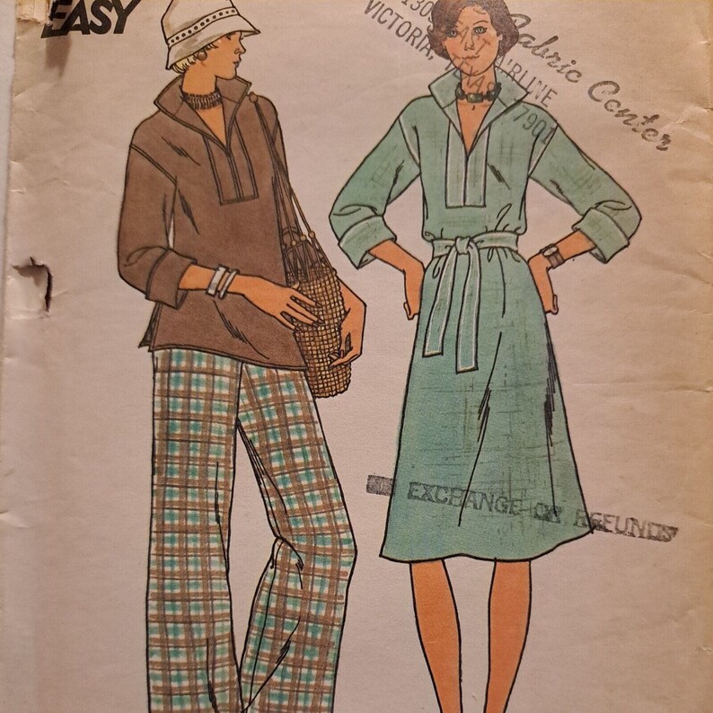 Vintage 1976 Sewing Pattern Butterick 4125 Miss 8 Dress Tunic Pant Belt ...