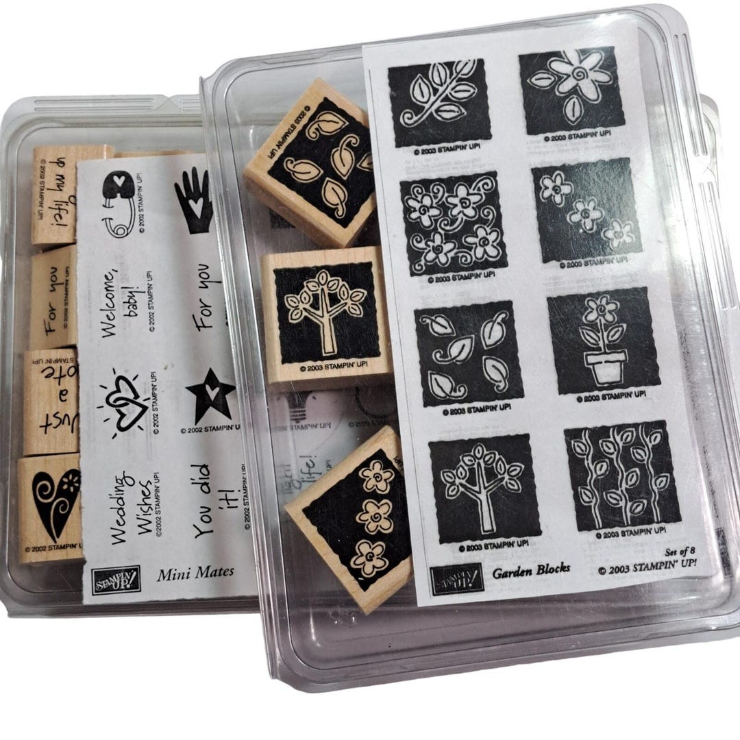 Stampin' Up Garden Blocks 2003 8 Piece and Mini Mates 2002 28 Piece Set ...