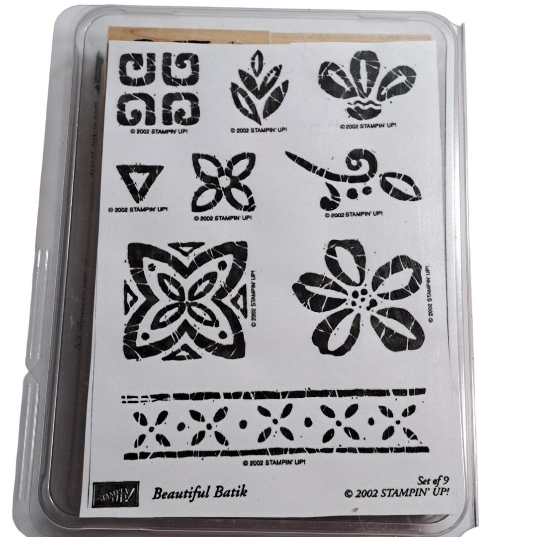 Stampin' Up! Beautiful Batik 2002 9 Piece Set Wood Rubber Craft Stamp ...