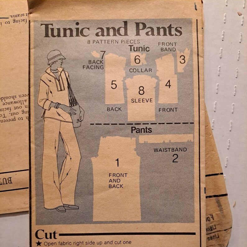 Vintage 1976 Sewing Pattern Butterick 4125 Miss 8 Dress Tunic Pant Belt ...