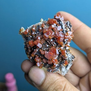 Red Vanadinite on Barite With Goethite Specimen, Moroccan Mineral ...