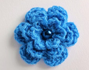 Blue Crochet Flower - Etsy