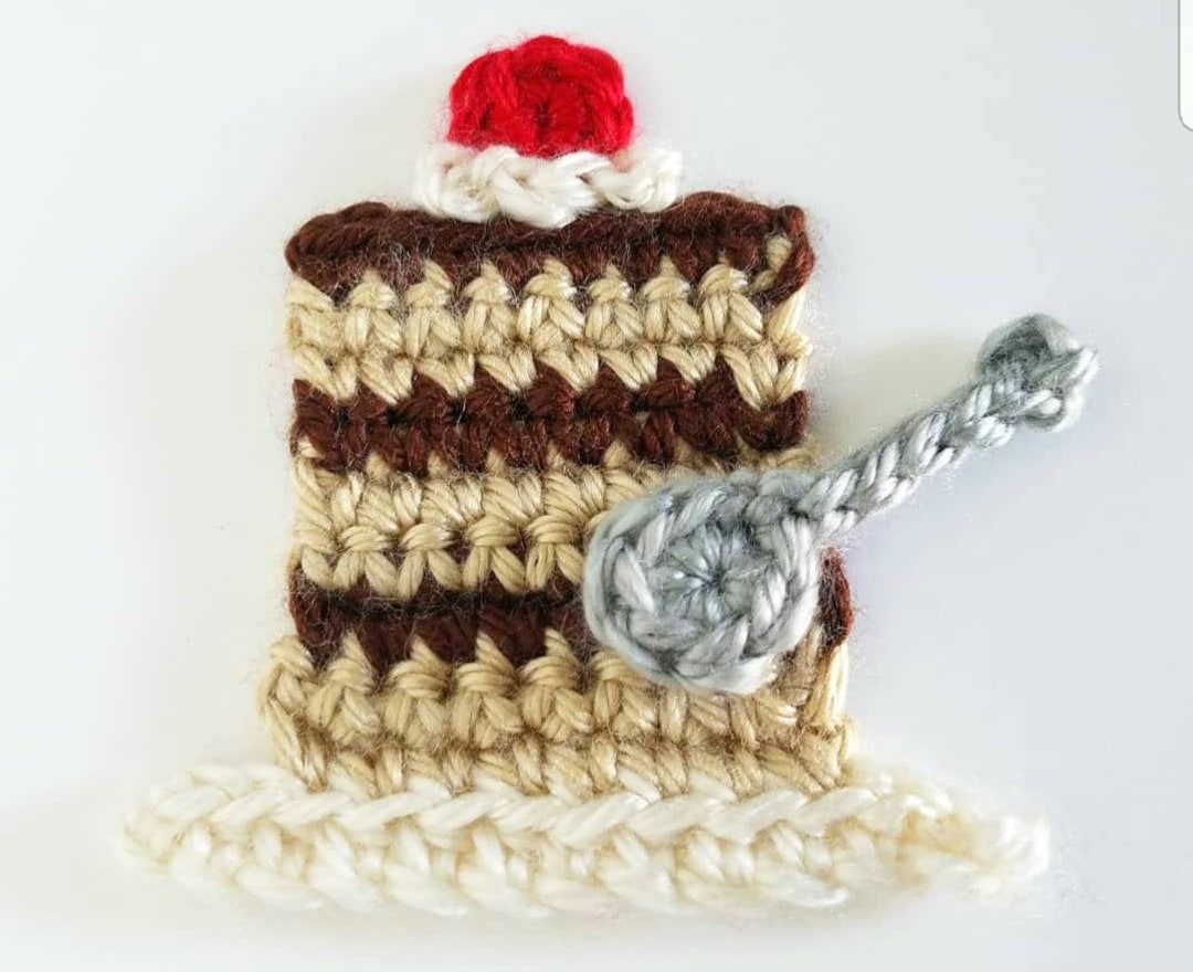 2pcs 3.5 Chocolate CAKE With SPOON Crochet Applique - Etsy
