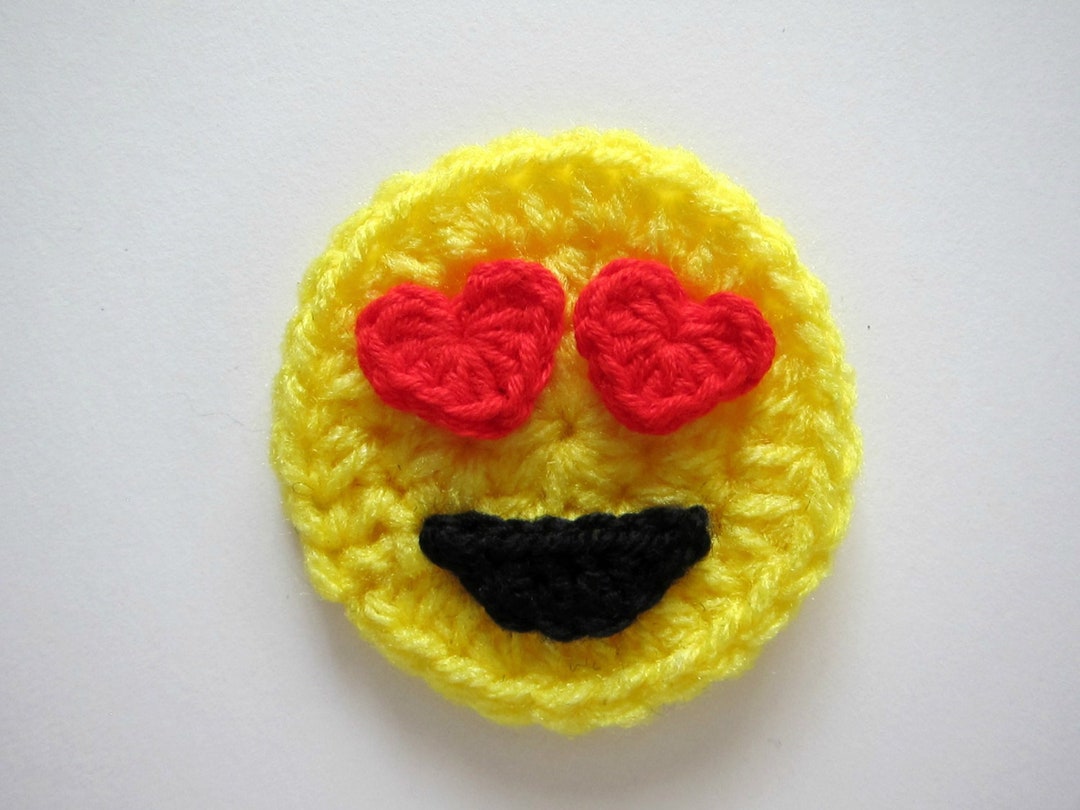 1pc 3 Red Heart EYES EMOJI Crochet Applique - Etsy