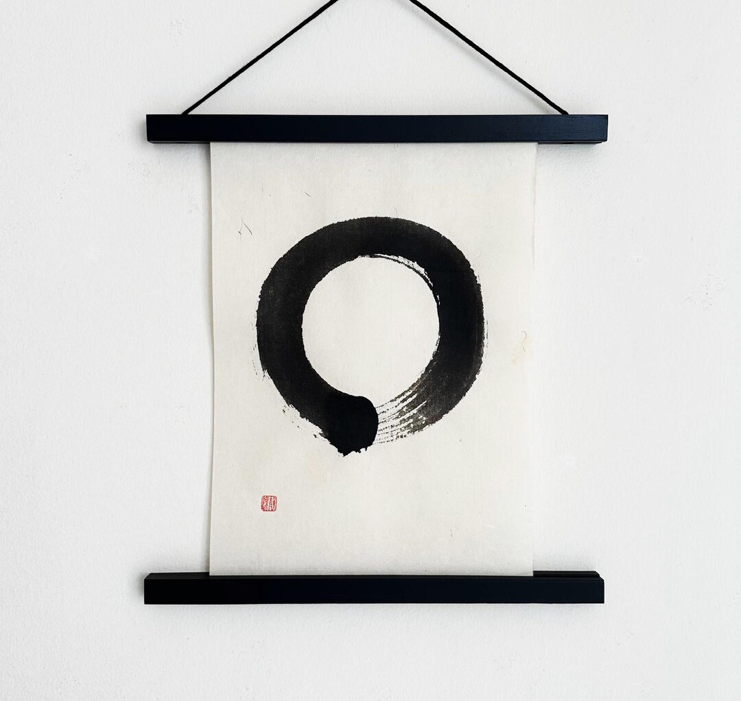 Enso - Japanese Calligraphy Art on White Japanese Washi Paper With ...