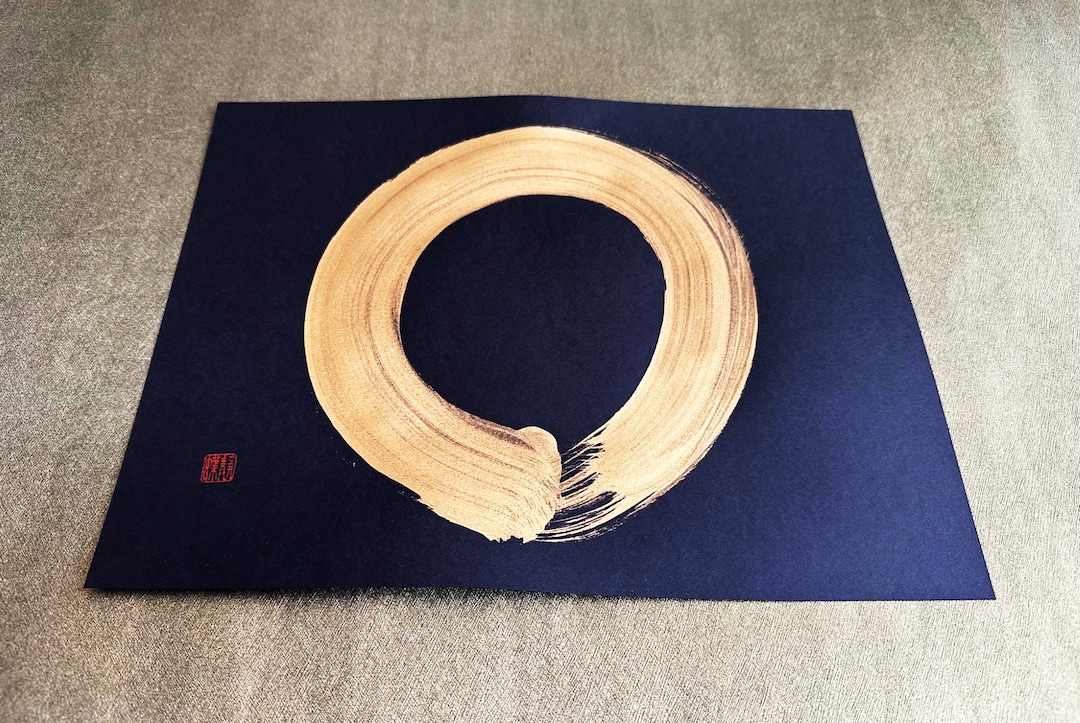 Enso - Gold - Japanese Calligraphy Art on Black Paper 8.5 X11 Inch - Etsy