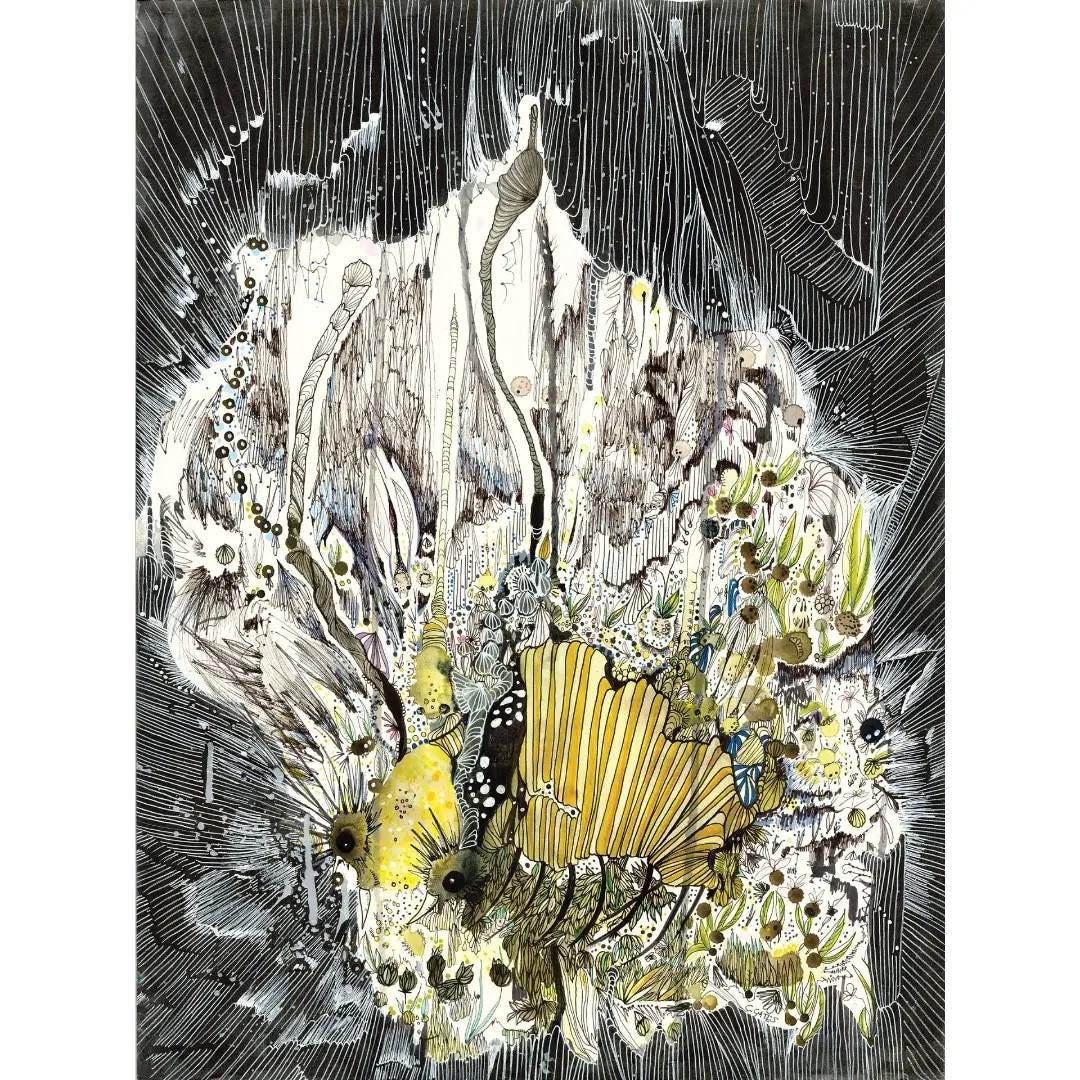 Abstract Bee Art Print - 8x10 Watercolor & Ink With 11x14 Mat - Etsy