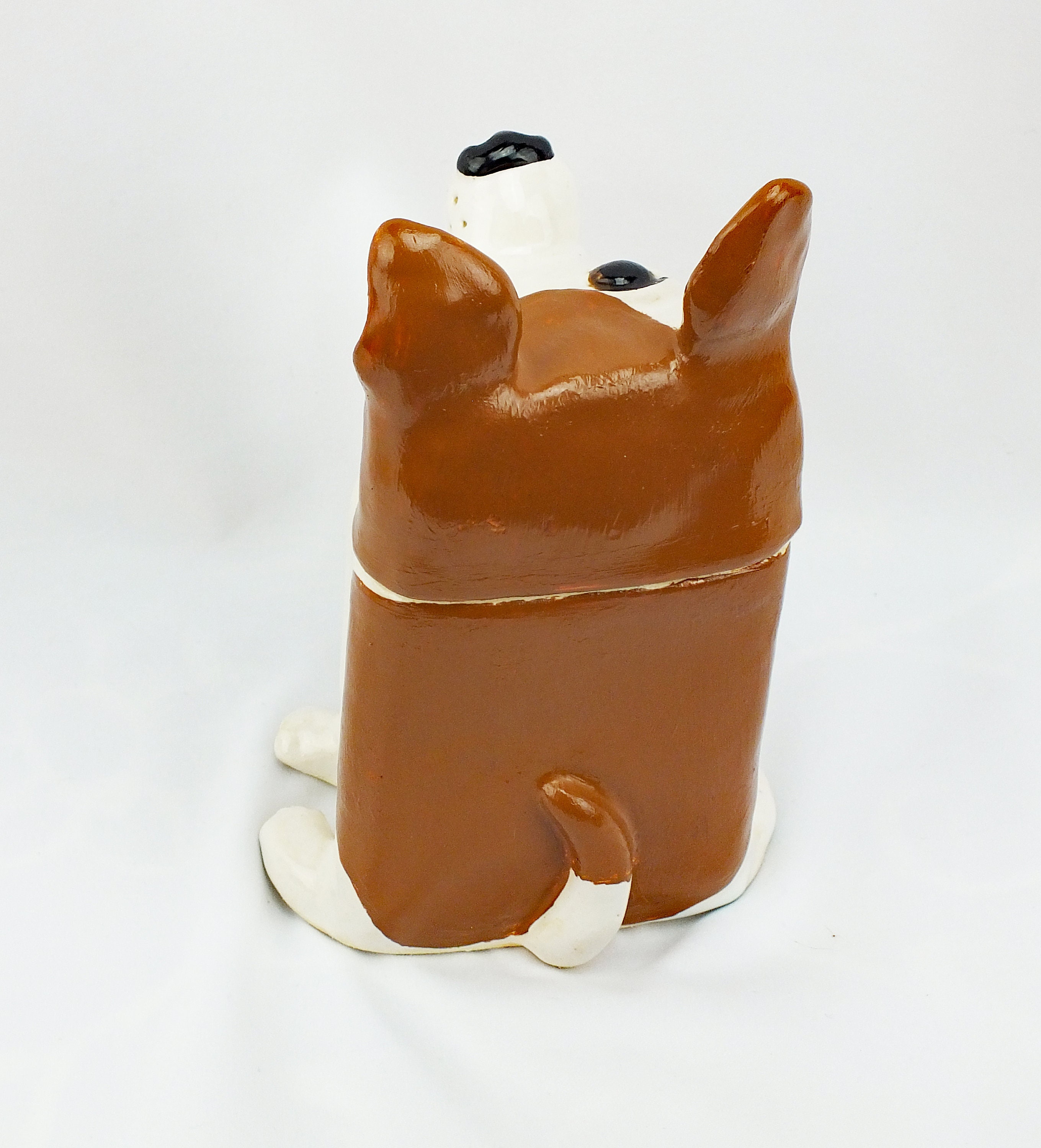 Chihuahua Dog Jar, Ceramic Triangular Canister Handmade OOAK, Brown and ...