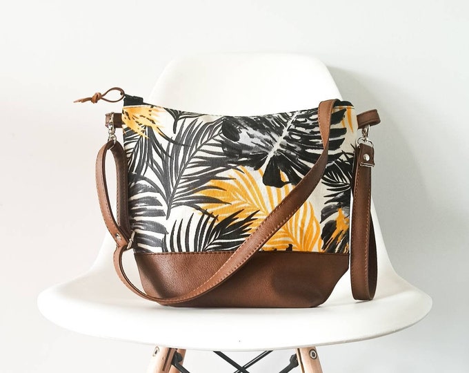 Crossbody Purse, Crossbody Bag, Palm Print, Tropical Print, Slouchy ...