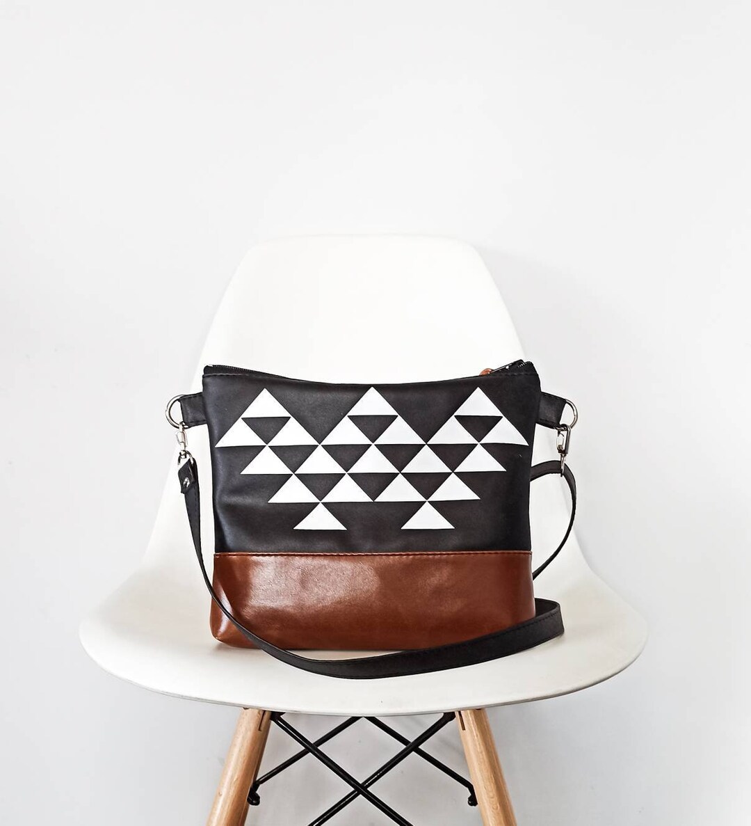 Geometric Print Crossbody Purse, Vegan Leather Bag, Crossbody Bag ...