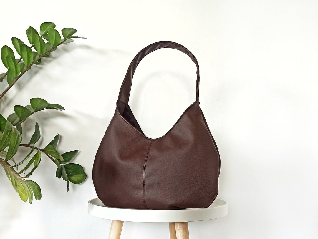Vegan Leather Hobo Bag: Chocolate Brown Hobo Shoulder Purse - Etsy