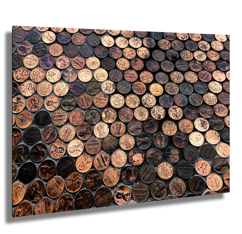 Penny Wall Decor: Copper Coin Mural - Lucky Birth Years - Etsy