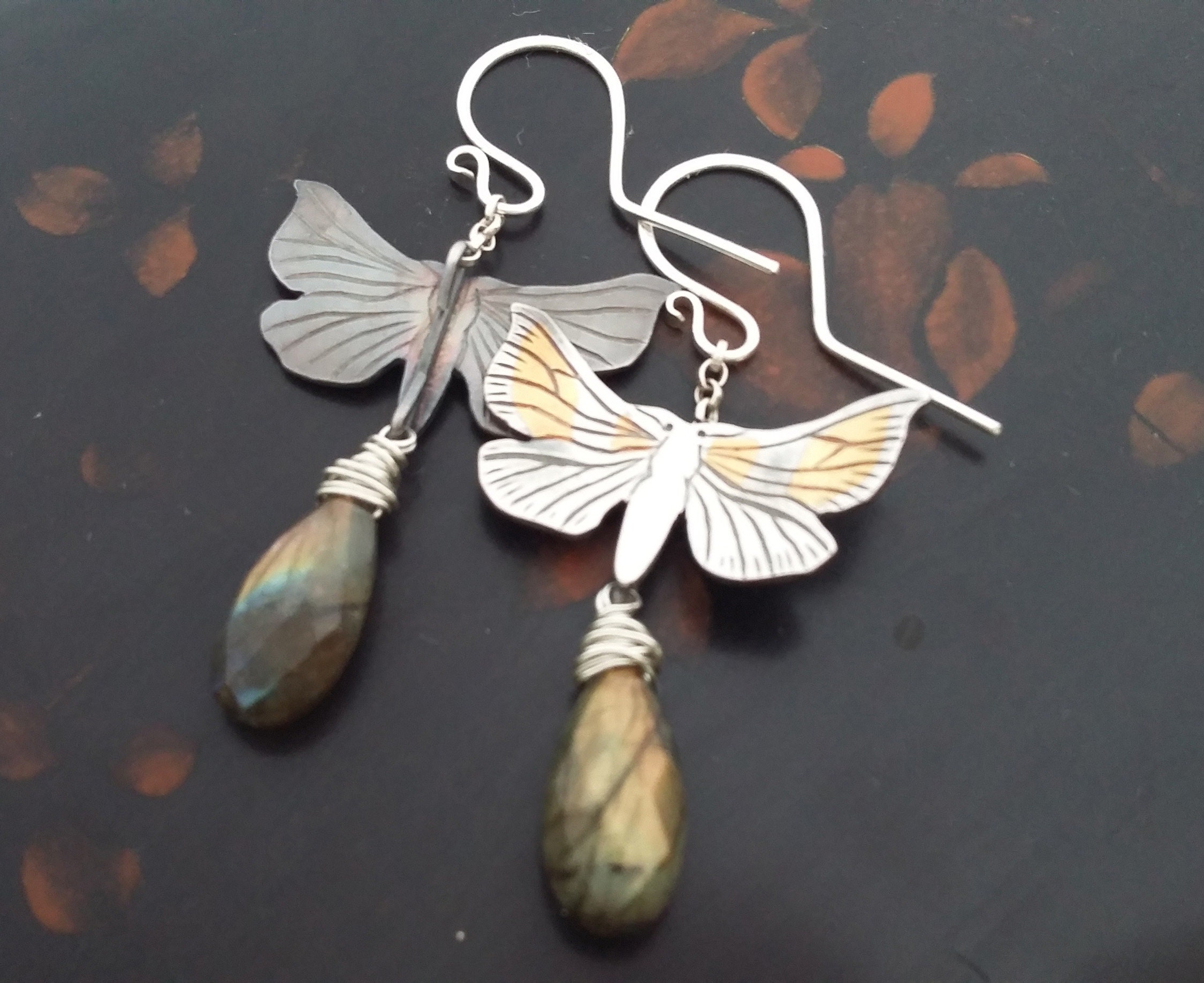 Burnished Gold Moth Earrings - Etsy