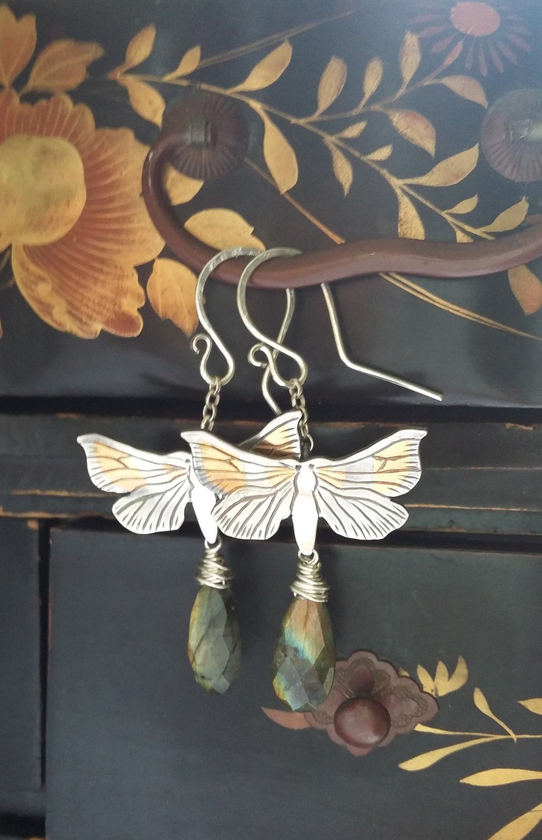 Burnished Gold Moth Earrings - Etsy