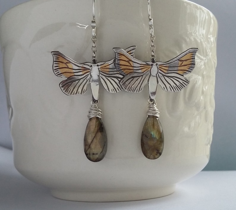 Burnished Gold Moth Earrings - Etsy