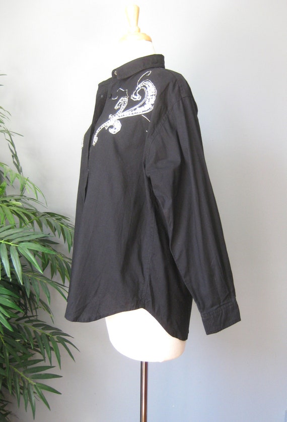 Gitano Embroidered Western Shirt / Vtg 80s / Black we… - Gem
