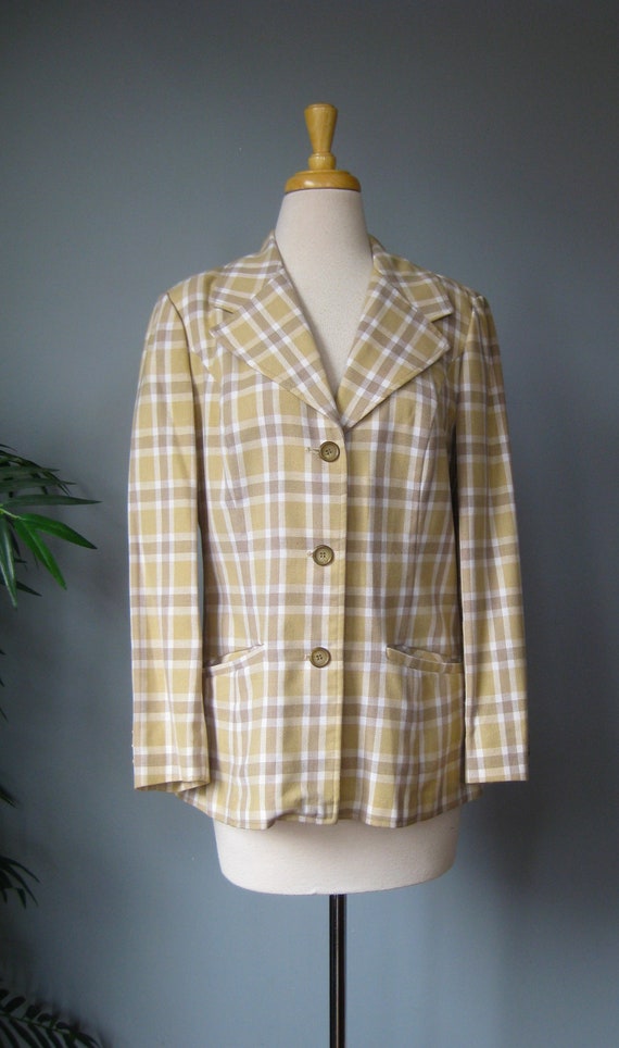 Vintage plaid blazer gray - Gem