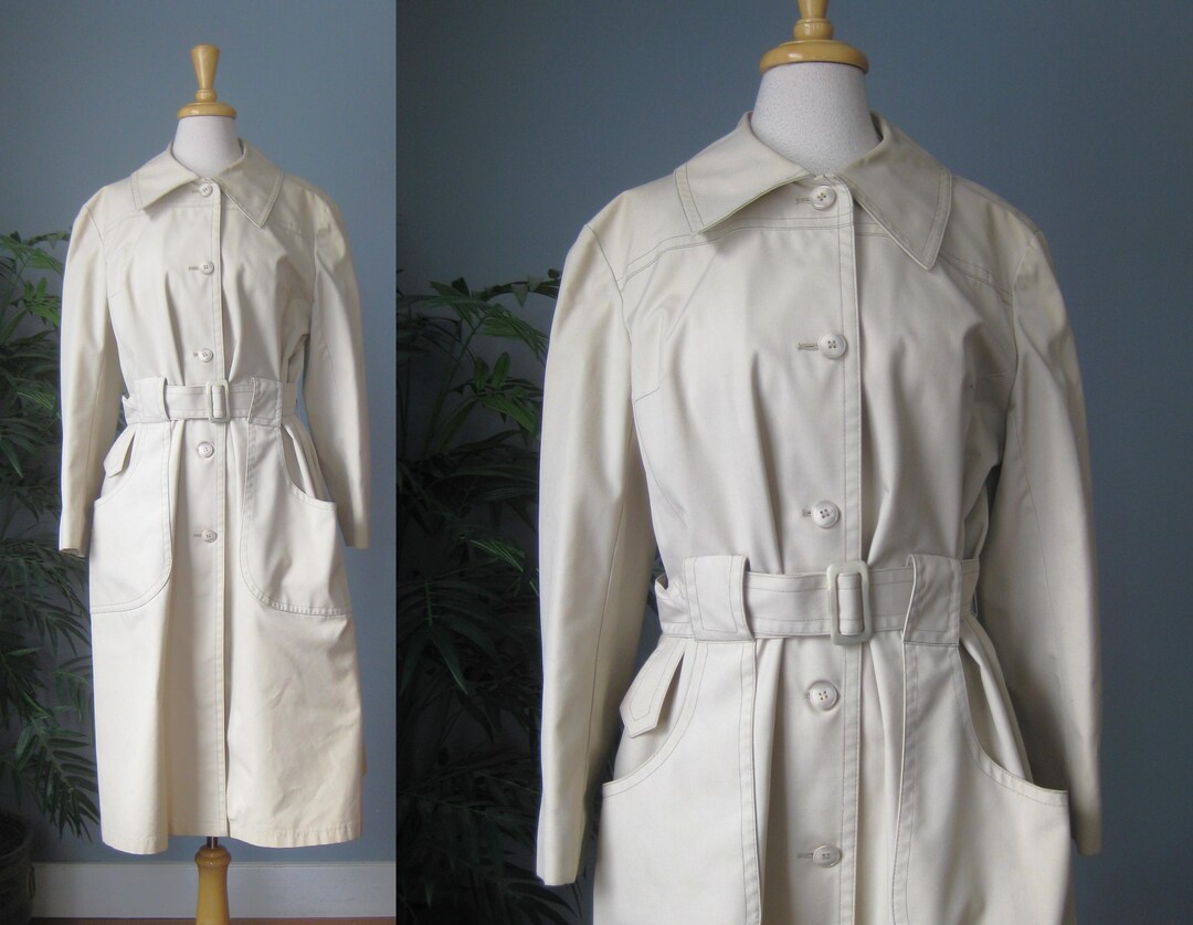 Classic Trench Coat / Vtg 70s / London Fog Stone off White Trench Coat ...