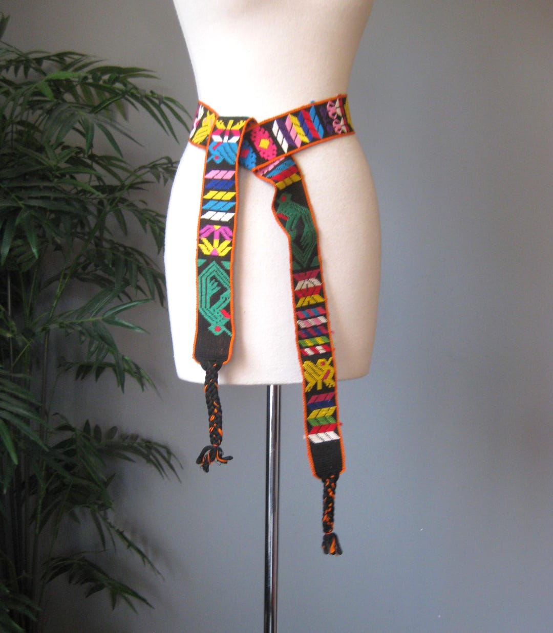 Sash Belt / Vtg / Tribal Look Fringed Sash Belt / 65 Long / Head Scarf ...