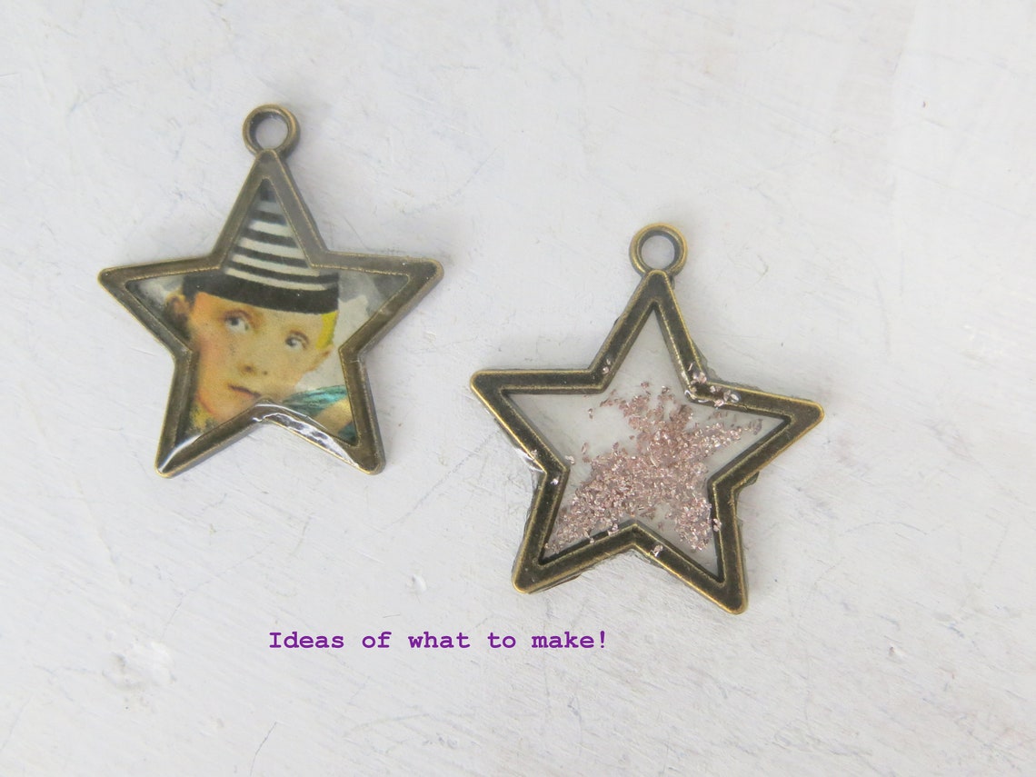 Star Pendant Supply Bronze Star Open Pendant Star Charms - Etsy