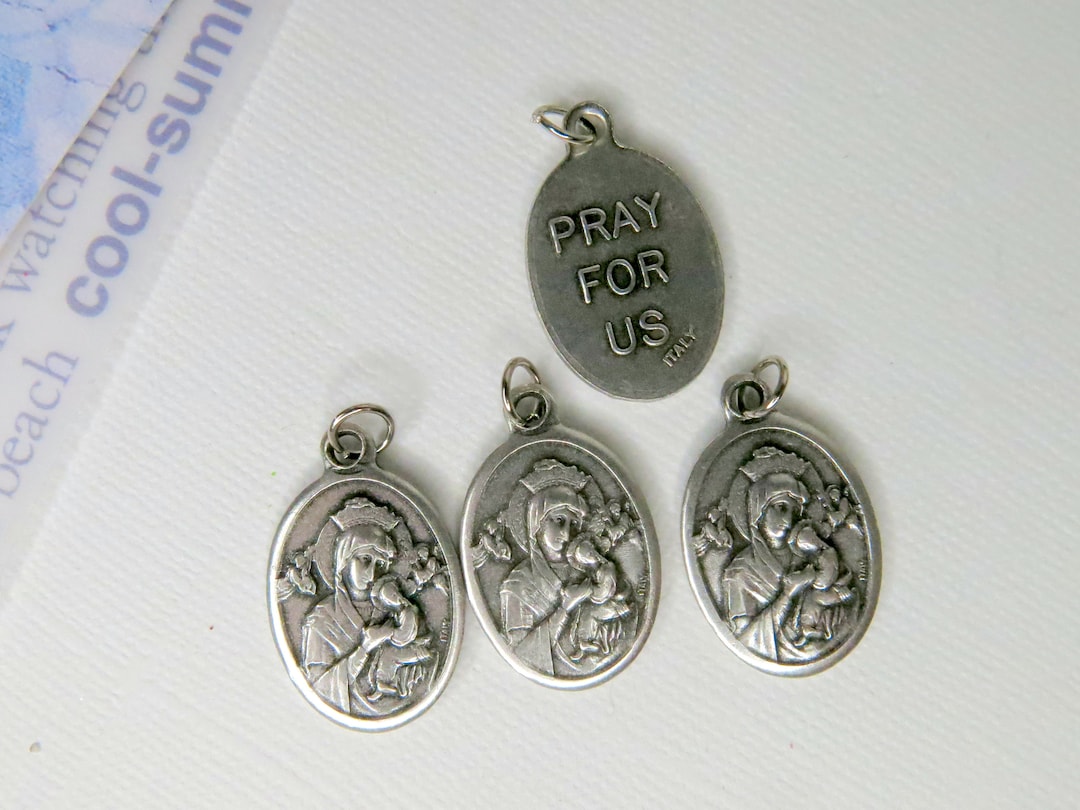 Mother Mary Medallion Pray for Us Religious Mary Medal Set of 4 Mary ...