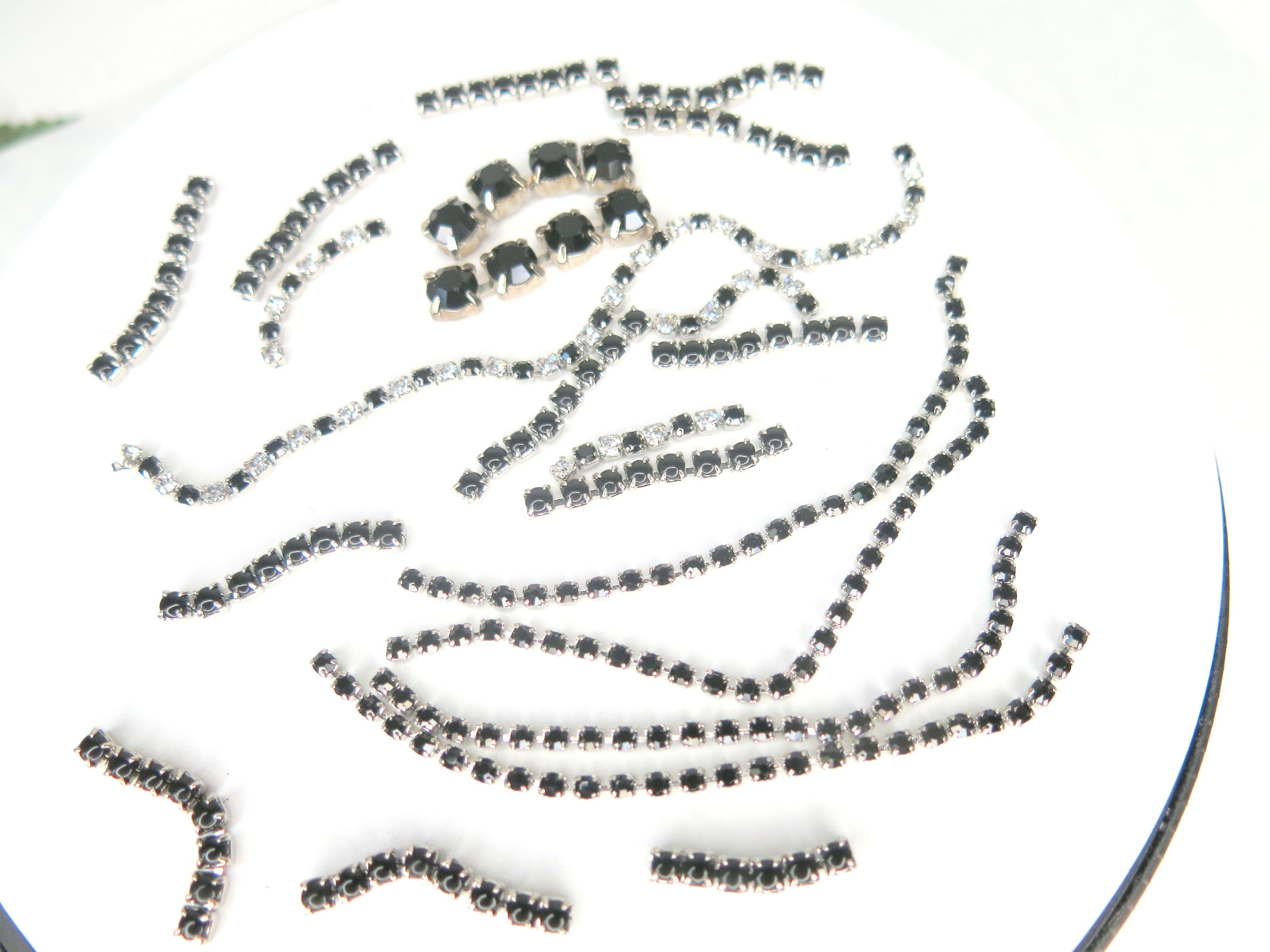 Lot of Vintage Black Rhinestone Supply Rhinestone Chain - Etsy