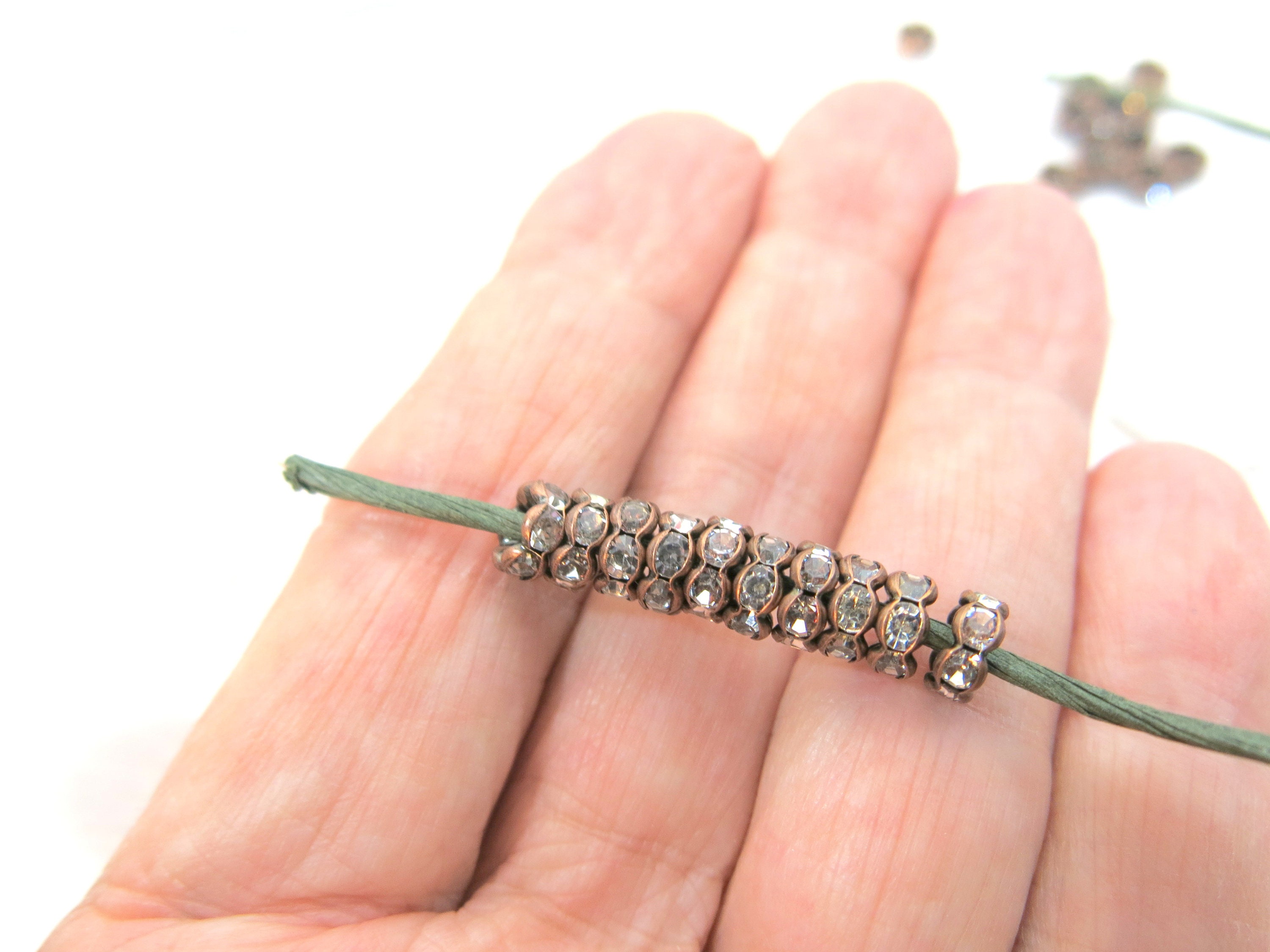 Six 6mm Rhinestone Rondelle Bead Copper Fancy Spacer - Etsy