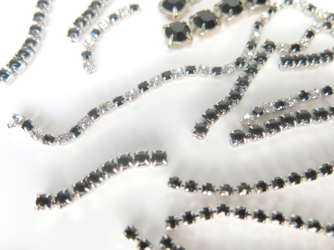 Lot of Vintage Black Rhinestone Supply Rhinestone Chain - Etsy