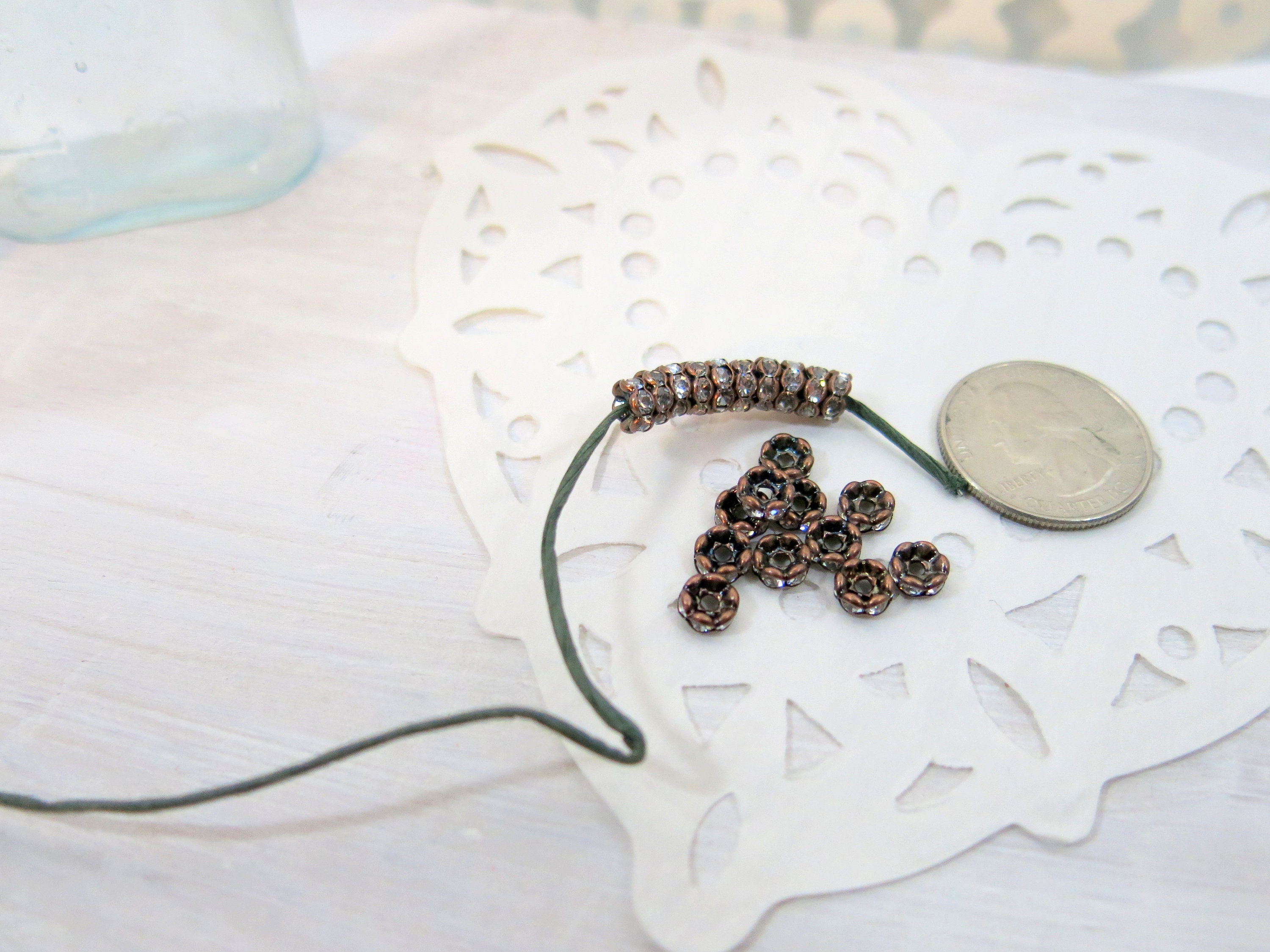 Six 6mm Rhinestone Rondelle Bead Copper Fancy Spacer - Etsy