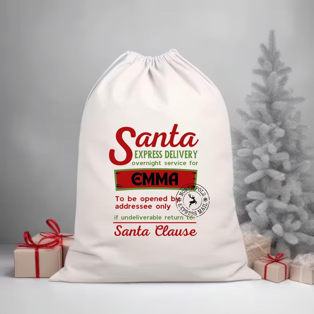 Personalized Santa Sack Presents Kid Family Children Christmas Present ...
