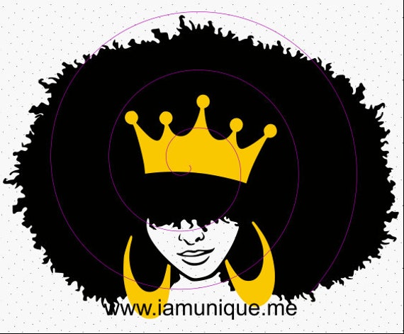 Afro Queen With Crown SVG Black Woman SVG Woman With Crown - Etsy