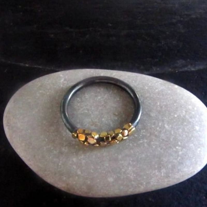 Silver and Gold Ring - Etsy