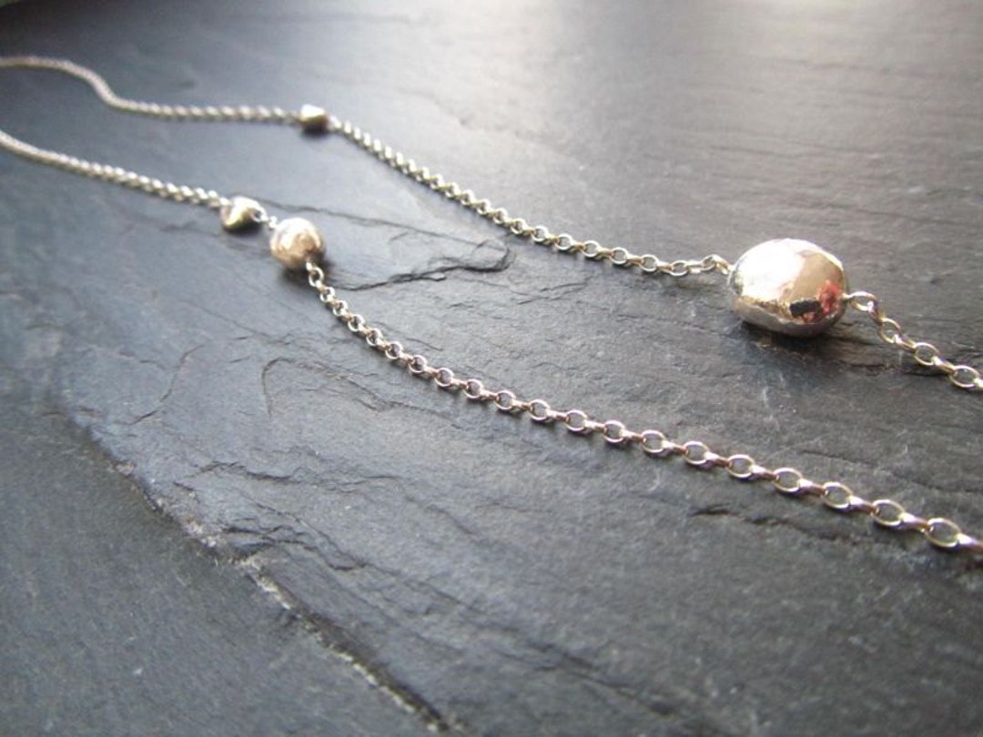 Sustainable Sterling Silver Nugget Station Necklace - Layering Necklace ...