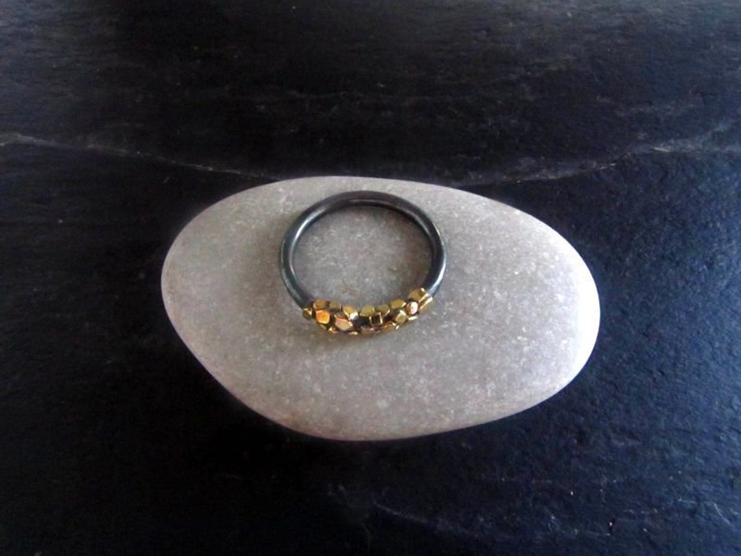 Mosaic Cluster Ring - Stacking Rings - Rustic Silver and Gold Rings ...