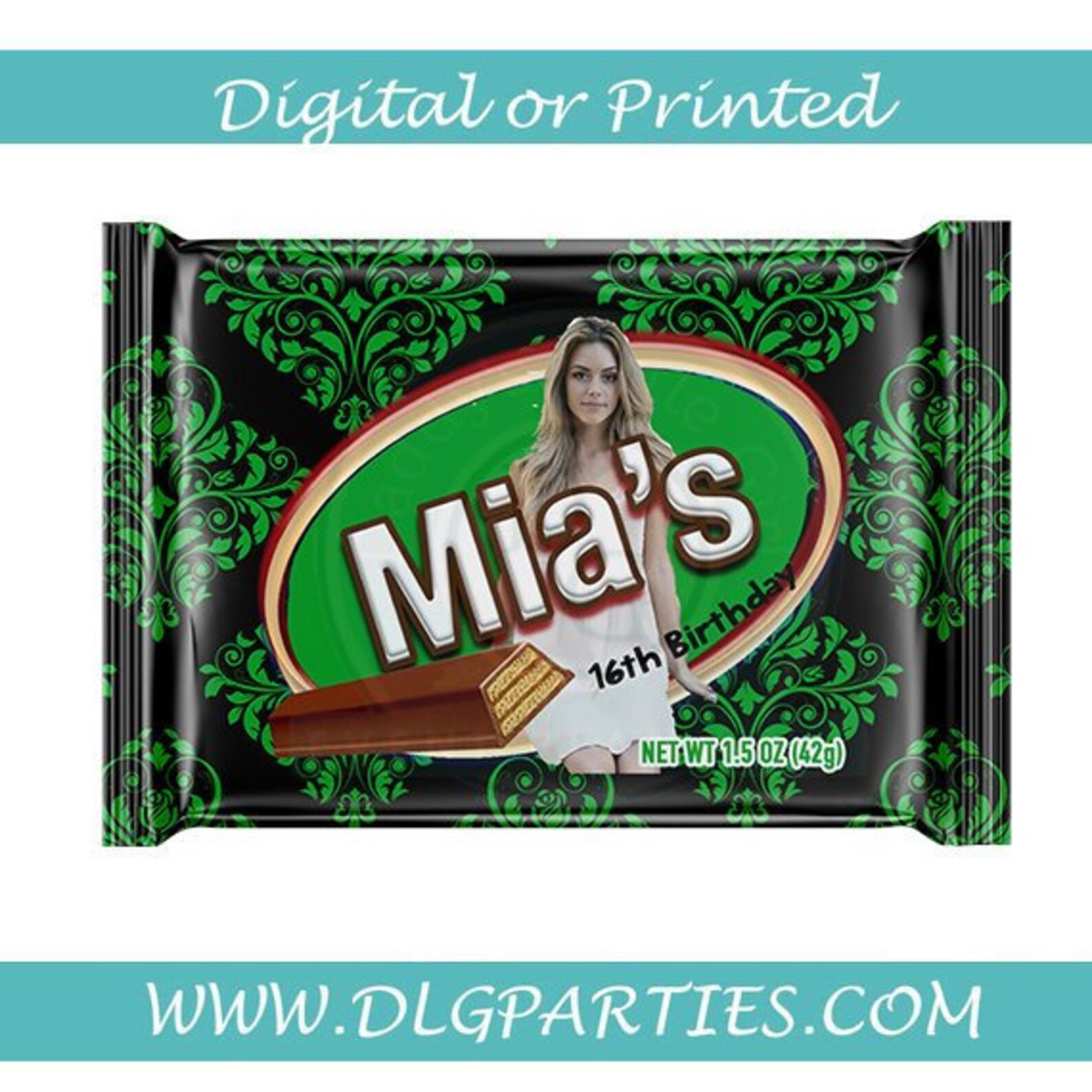 Black and Green Candy Wrappers- Sweet 16 Favor - Wedding Favors- Kit ...