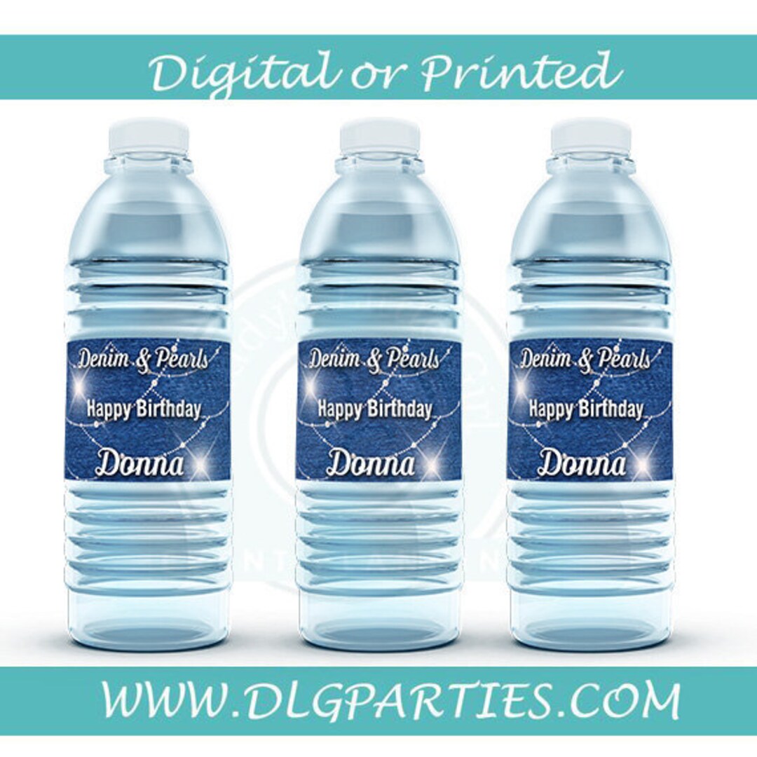 Denim and Diamonds Water Bottle Labels- Digital- You Print - Party ...