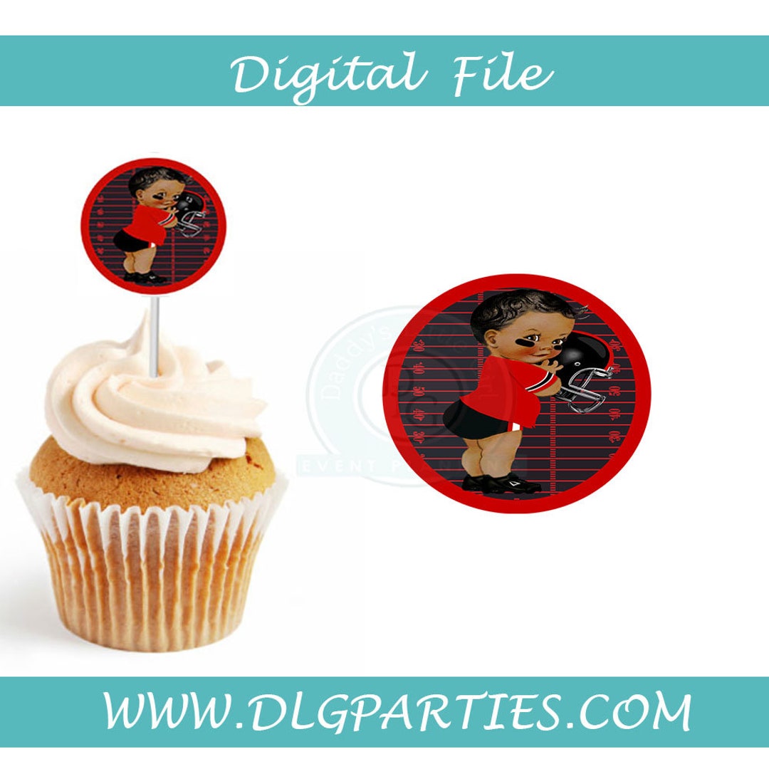 Football Cupcake Topper INSTANT DOWNLOAD - 2 Inches- Red and Black - Etsy
