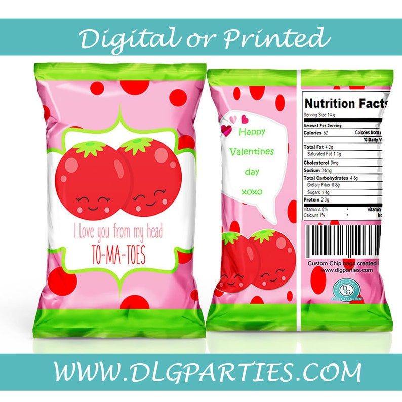 Valentines Day Custom Chip Bags Printed Digital Favor | Etsy