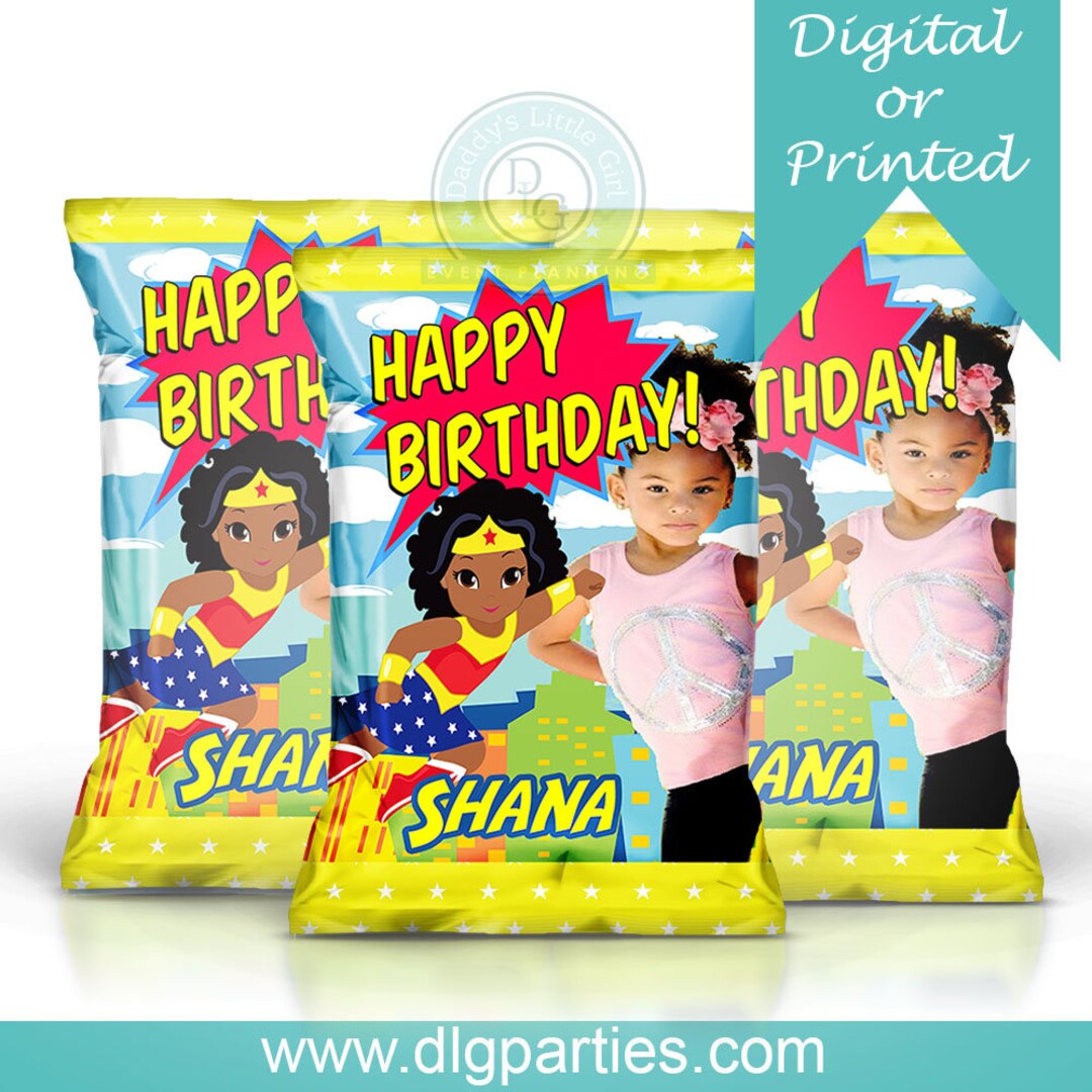 Wonder Woman Birthday Chip Bags – Custom Superhero Party Favors ...