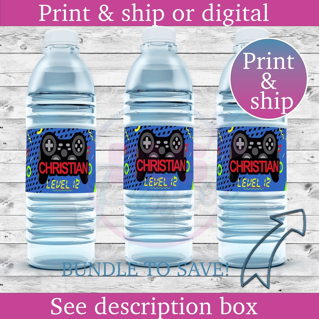 Level up Water Bottle Labels- Digital- You Print - Party Favors - Etsy