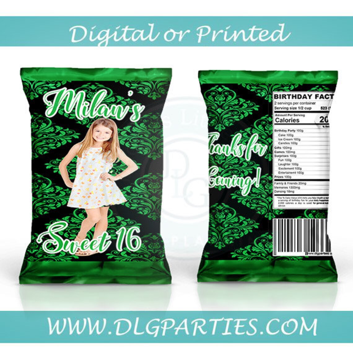 Black and green chip bags Black and green favor Bags | Etsy