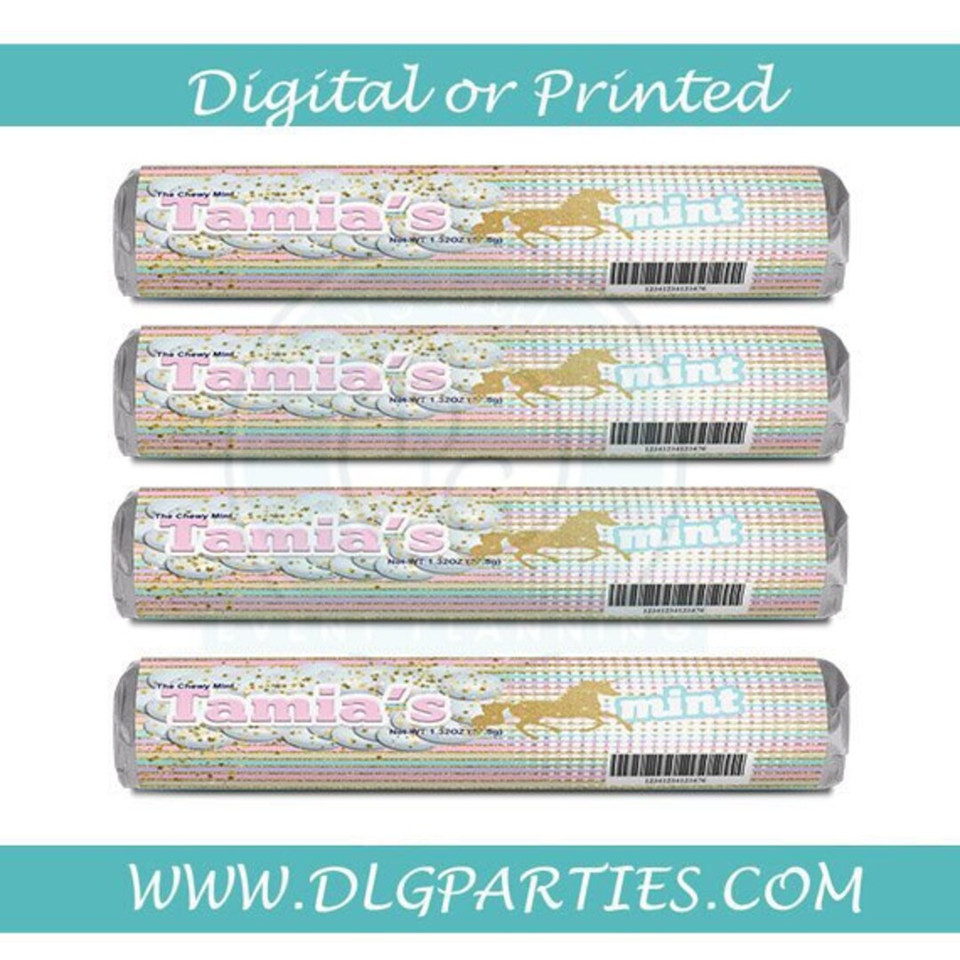 Unicorn Mentos Wrappers- Digital- You Print - Unicorn Party Favors - Etsy