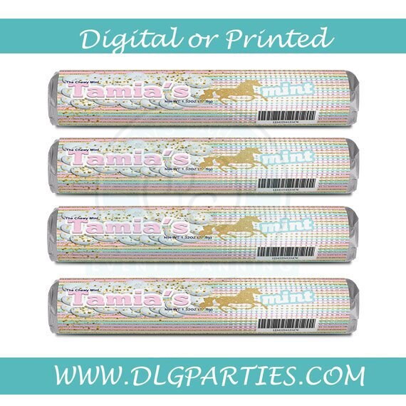 Unicorn Mentos Wrappers Digital You Print Unicorn Party | Etsy