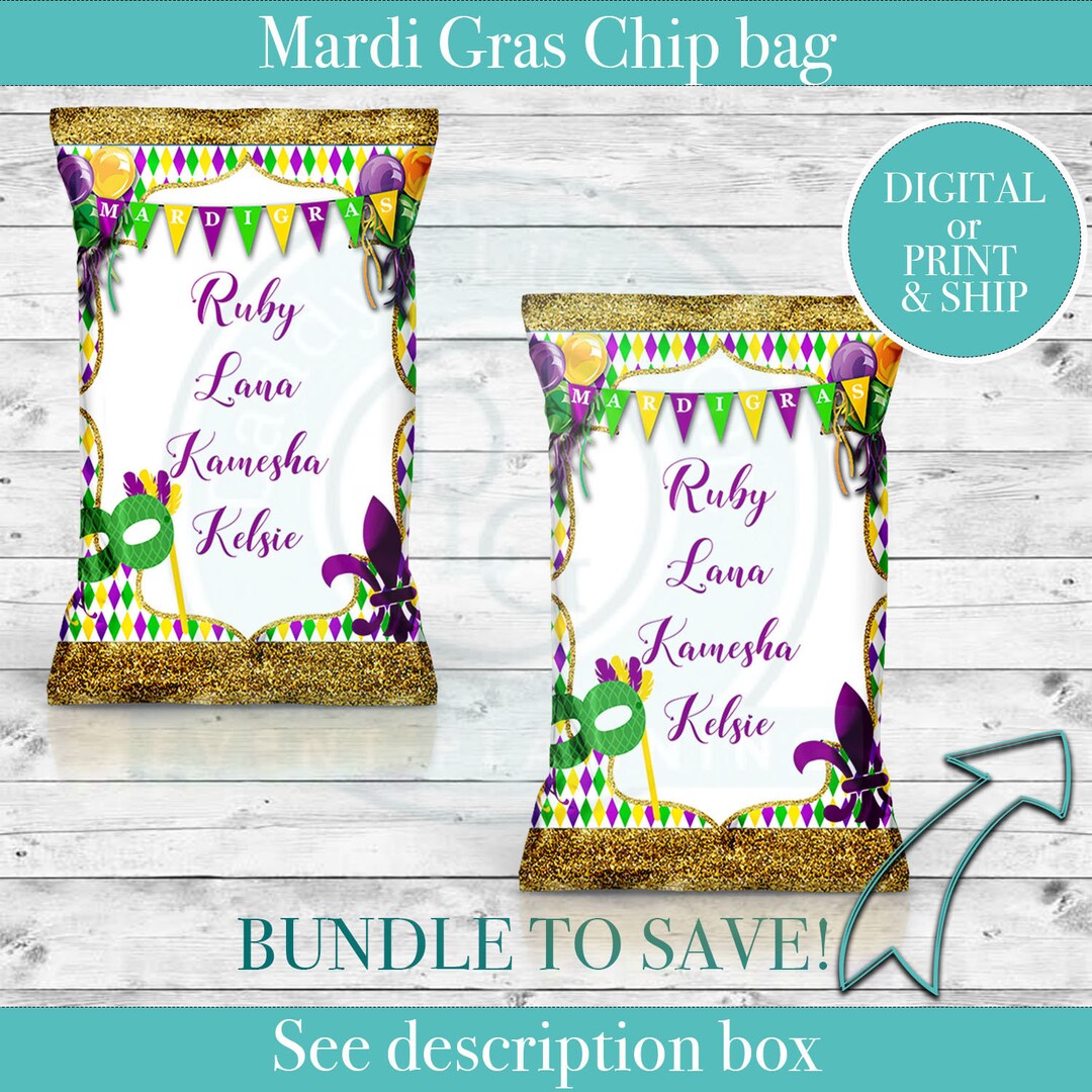 Mardi Gras Favor Bags -custom Chip Bags - Etsy